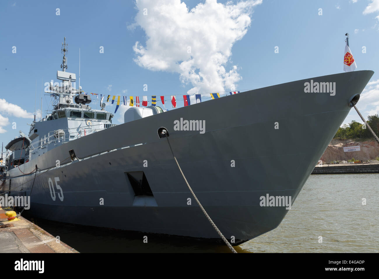 Minelayer FNS Uusimaa of the Finnish Navy parading at Turku on the ...