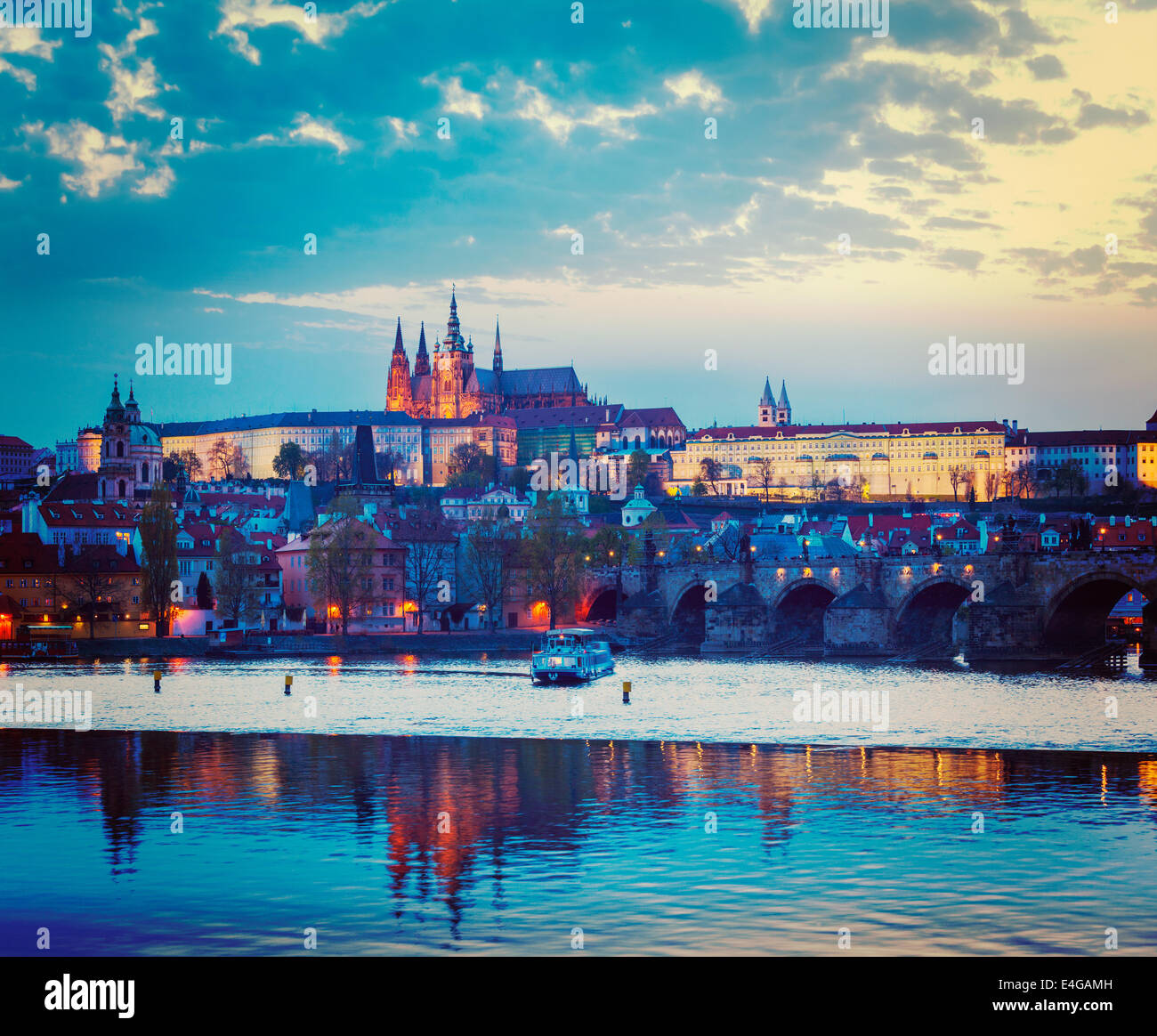 Vintage retro hipster style travel image of travel Prague Europe ...