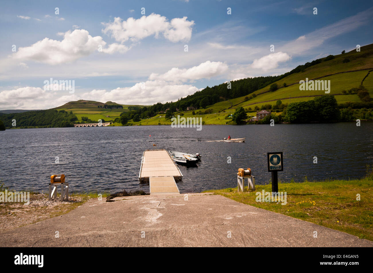 Ladybower Reservoir in the Peak District National Park on a summer day ...
