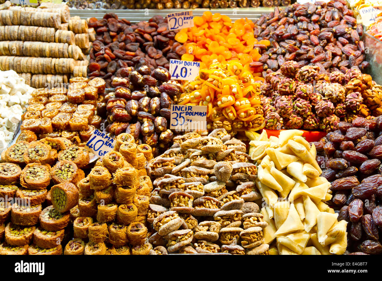 Turkish Sweets from Spice Bazaar, Istanbul Stock Photo - Alamy