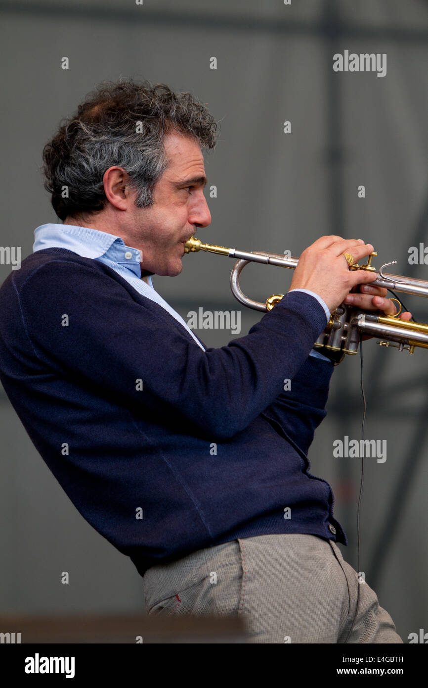 Italian trumpet player Paolo Fresu performing at Torino Jazz Festival ...