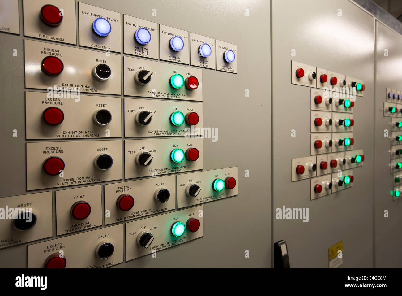 A building control panel at the Crystal building which is the first ...