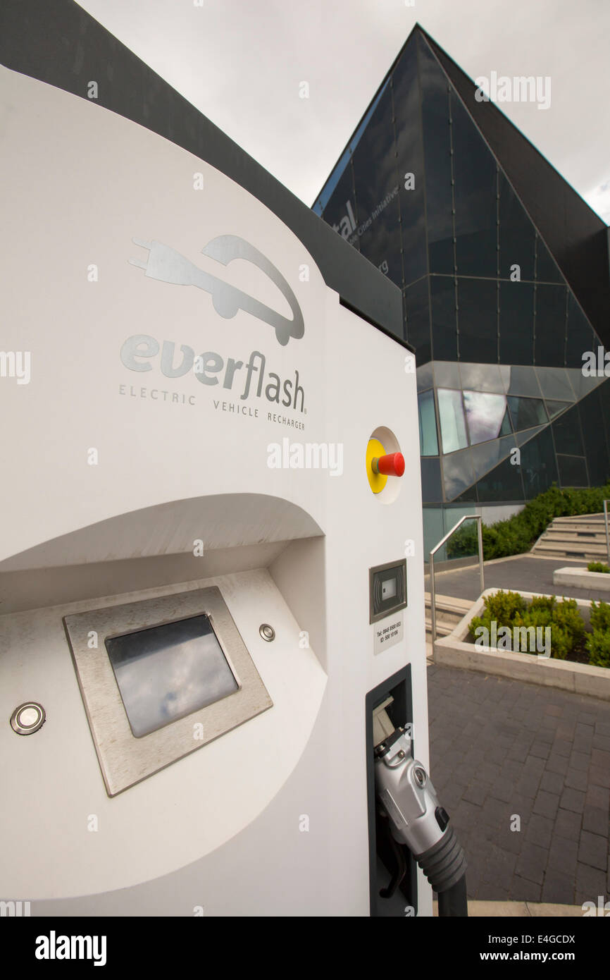 An electric vehicle recharging station at the Crystal building which is ...