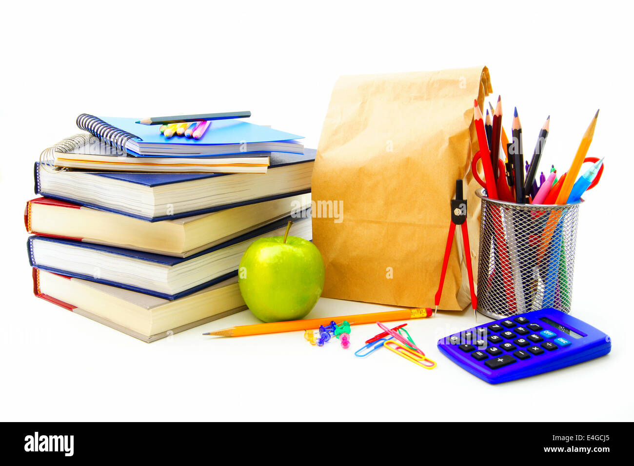 Stack Of School Books And Supplies