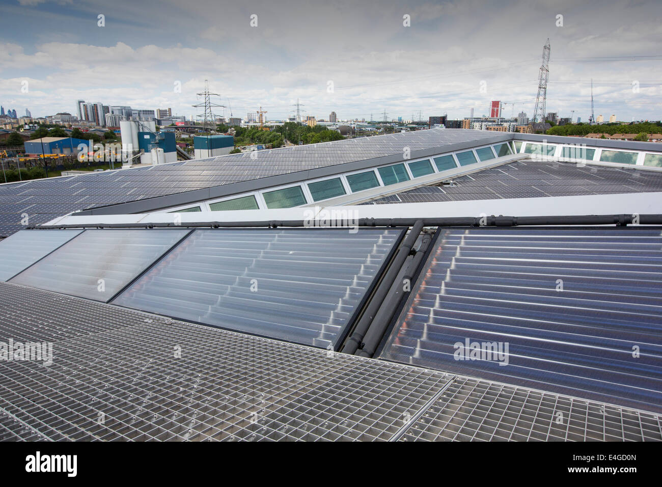 Solar thermal and solar PV panels on the roof of the Crystal building ...