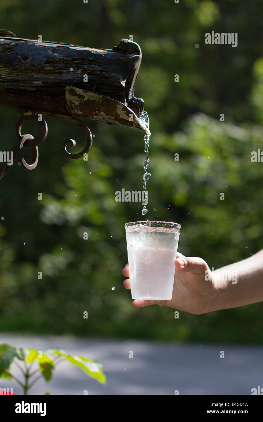Water dripping from the old faucet to the cup Stock Photo - Alamy