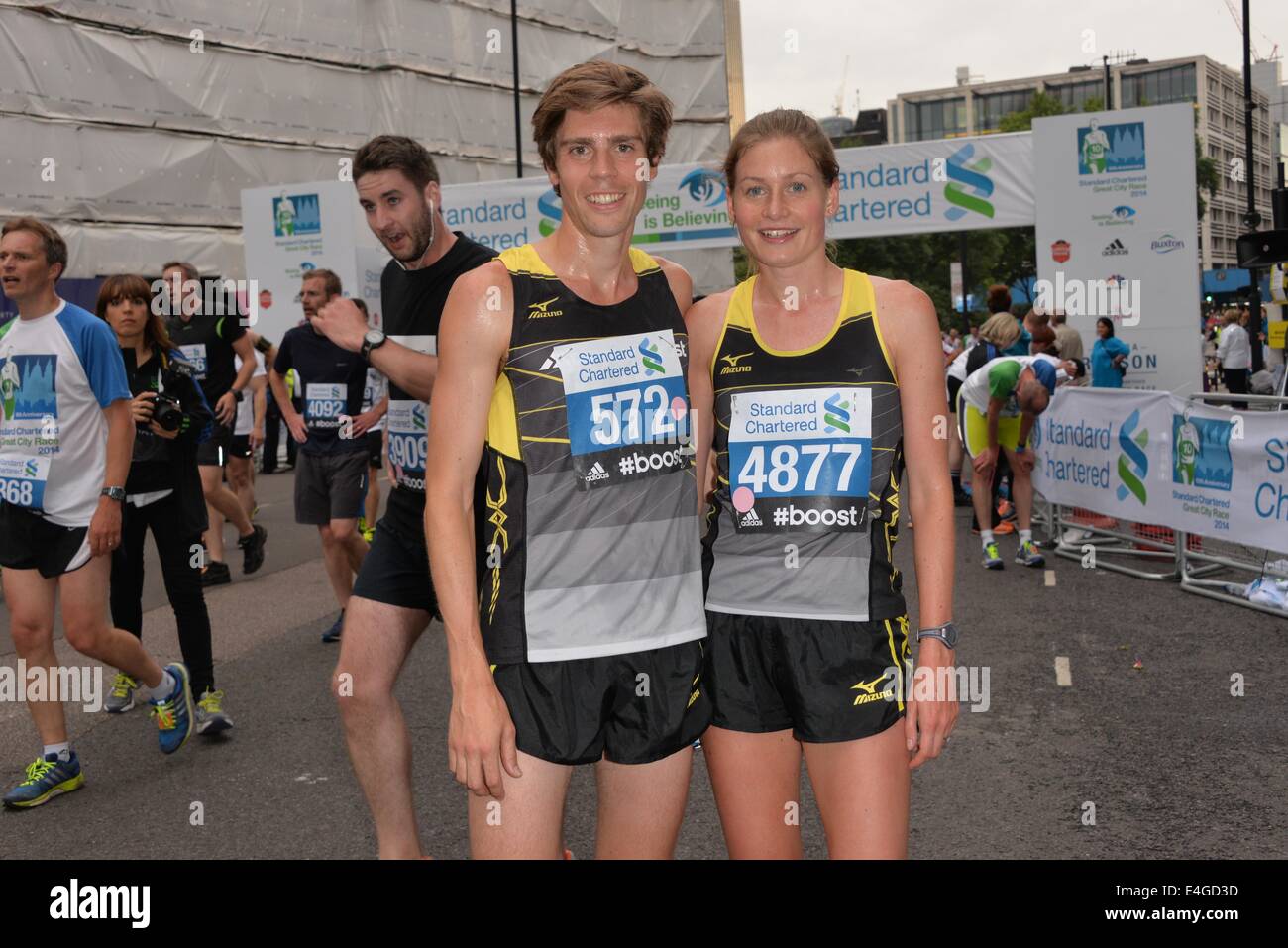 London, UK. 10th July, 2014. Husband and wife Phil Wicks and Emily ...