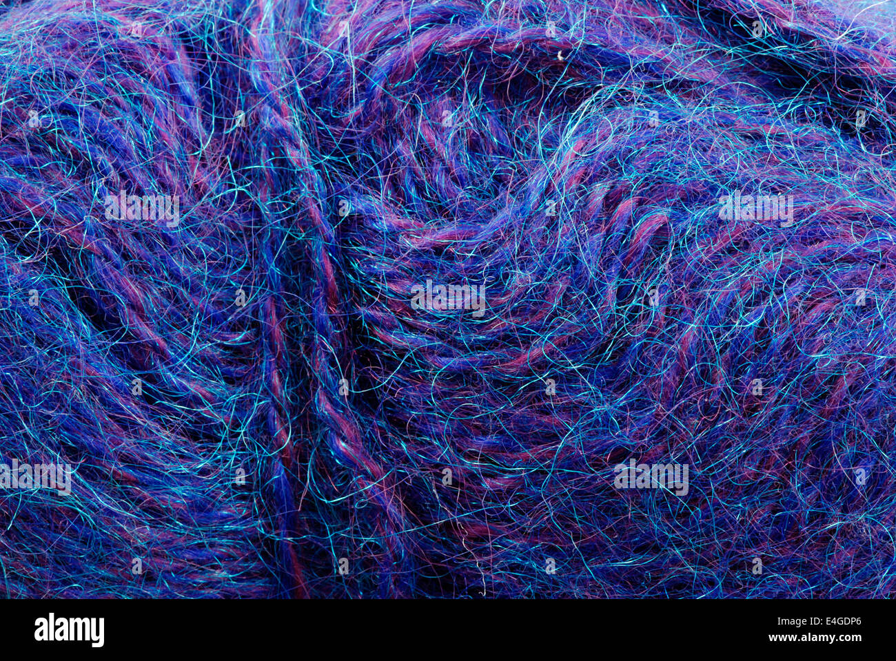 Detail of a blue knitting skein - wool background Stock Photo - Alamy
