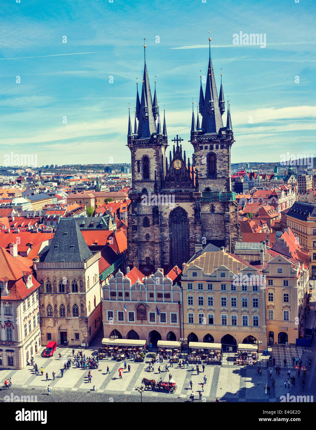 Vintage retro effect filtered hipster style travel image of Tyn Church ...