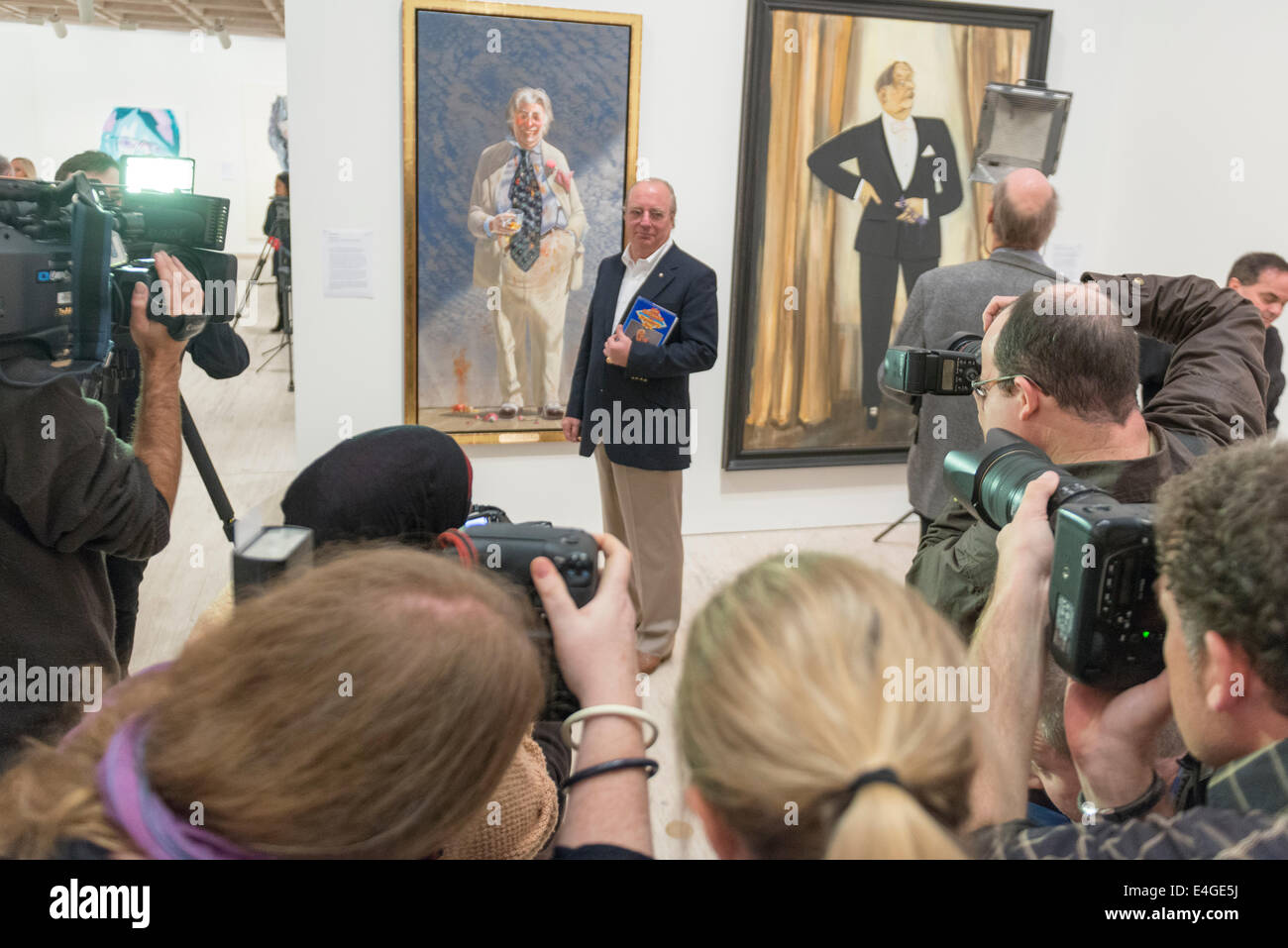 Sydney, Australia. 10th July, 2014.: Artist Tim Storrier faces the ...