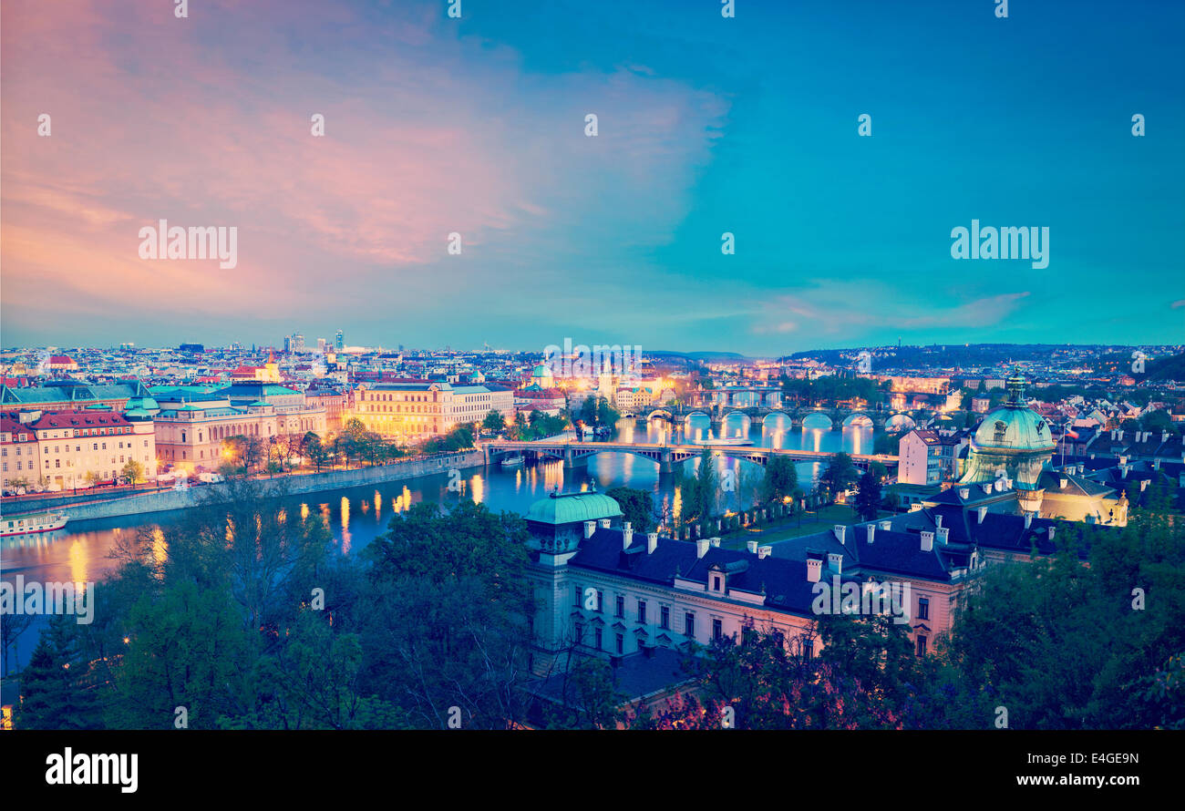 Vintage retro hipster style travel image of travel Prague concept ...