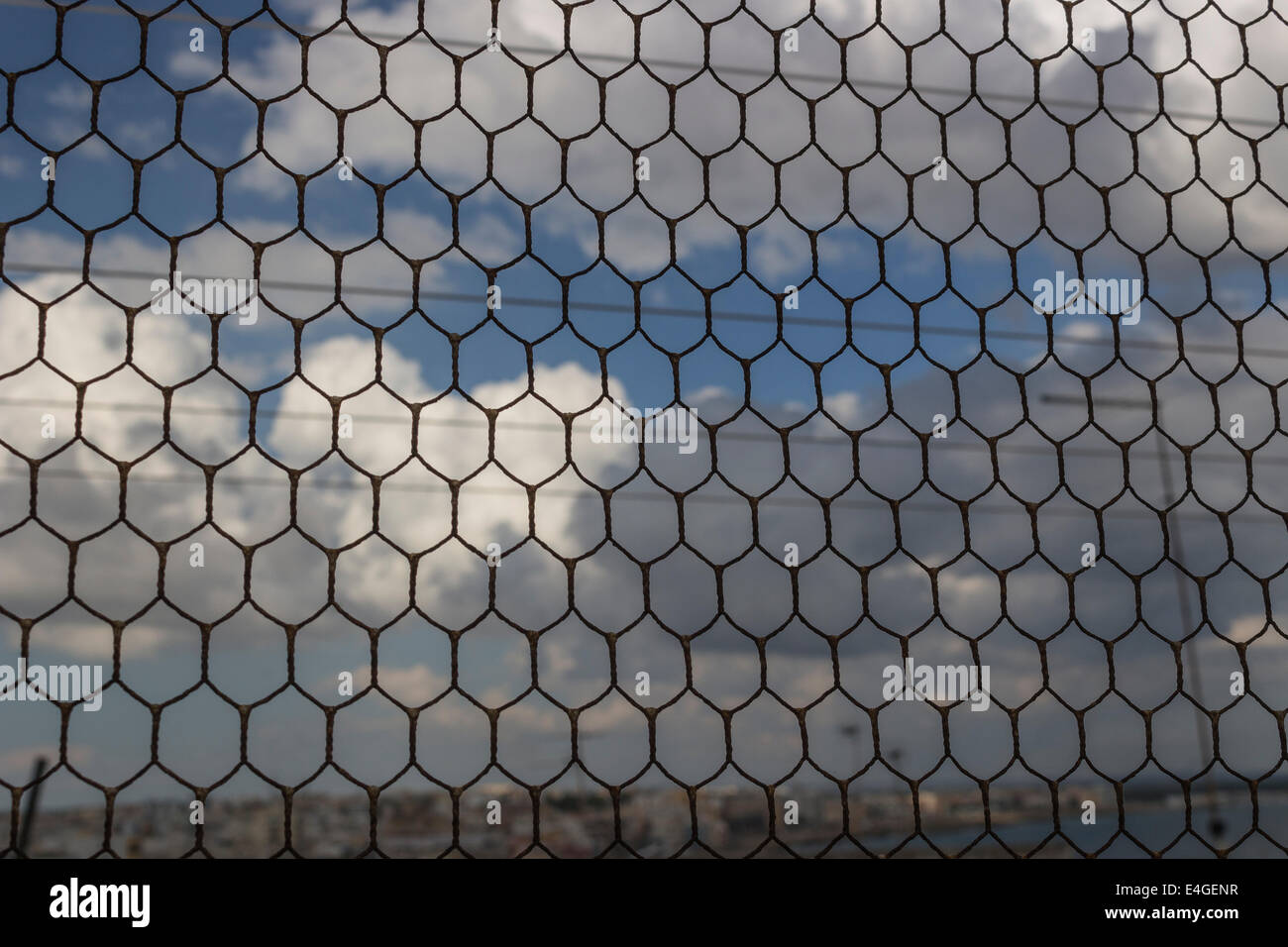Rusty old wire netting on the roof of Doxi Stracca Fontana Palace about ...
