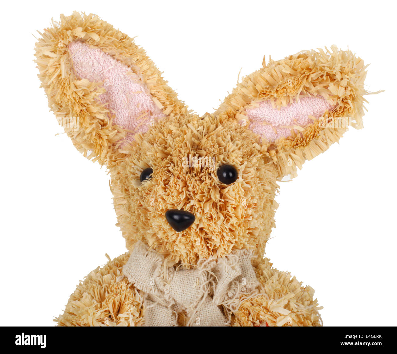 Easter straw rabbit on white background Stock Photo - Alamy