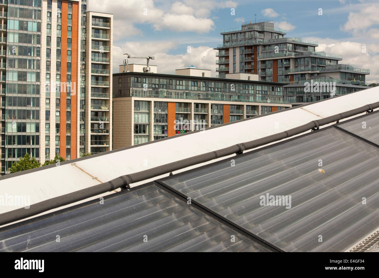 Solar thermal and solar PV panels on the roof of the Crystal building ...