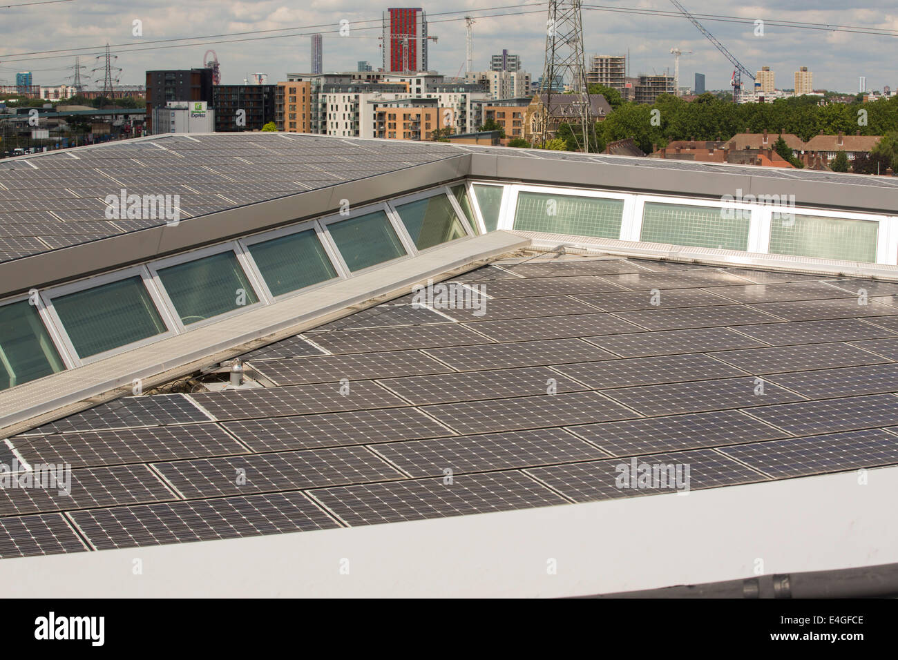 Solar thermal and solar PV panels on the roof of the Crystal building ...