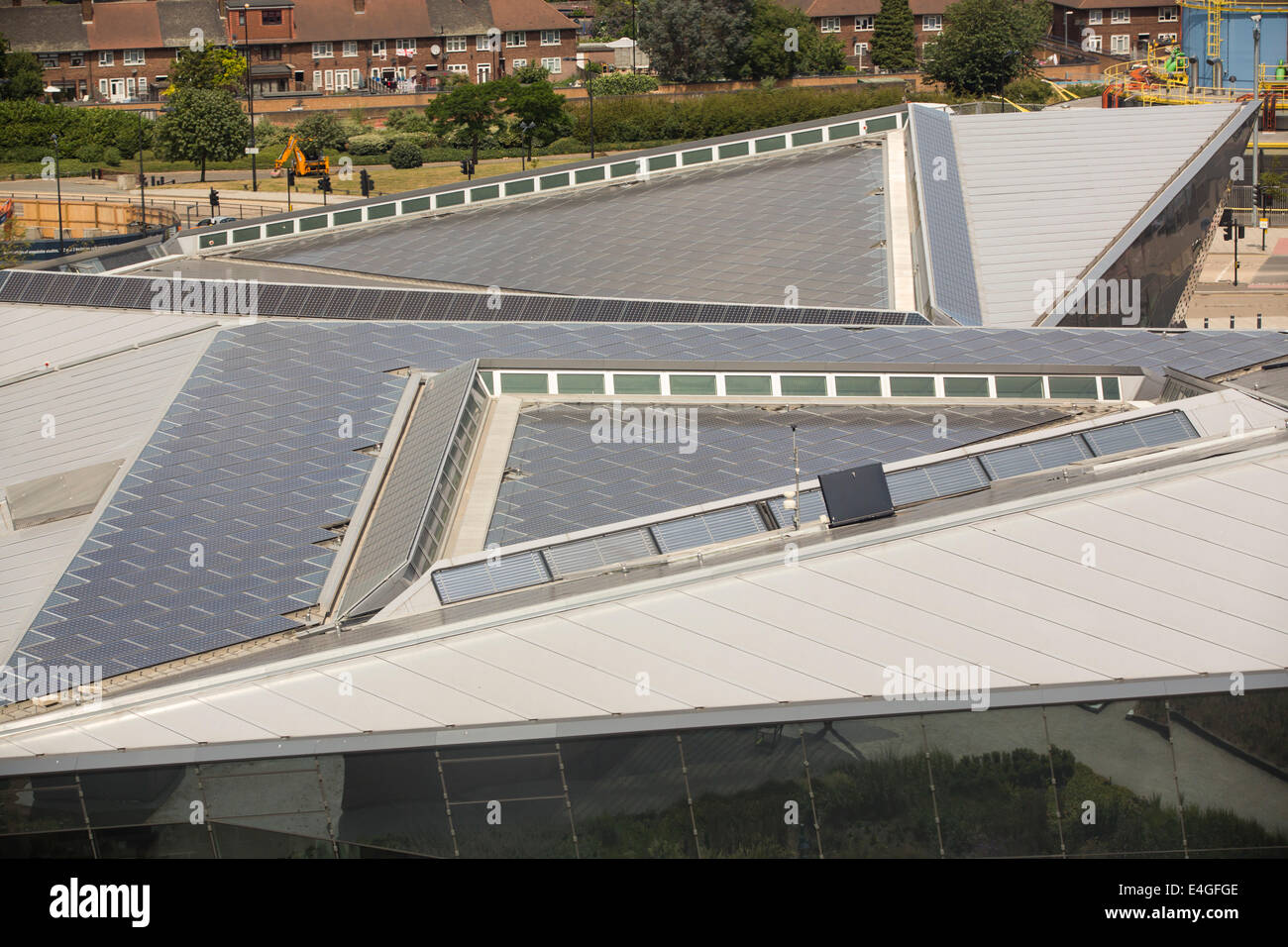 Solar thermal and solar PV panels on the roof of the Crystal building ...