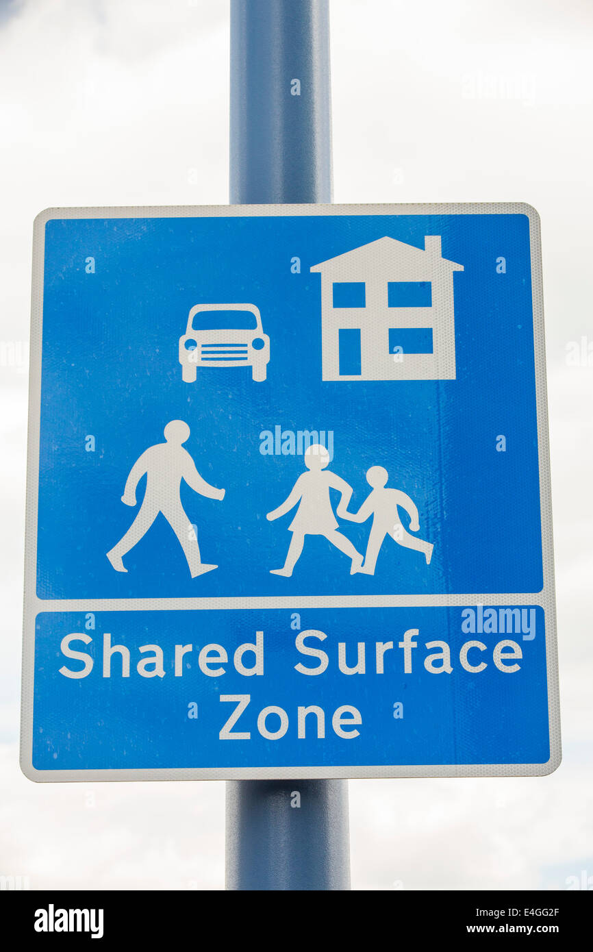 A shared surface sign in Greenwich, London, UK Stock Photo - Alamy