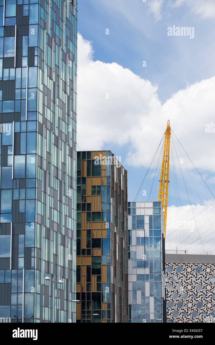 The O2 Arena and modern apartment blocks on the River Thames in london ...
