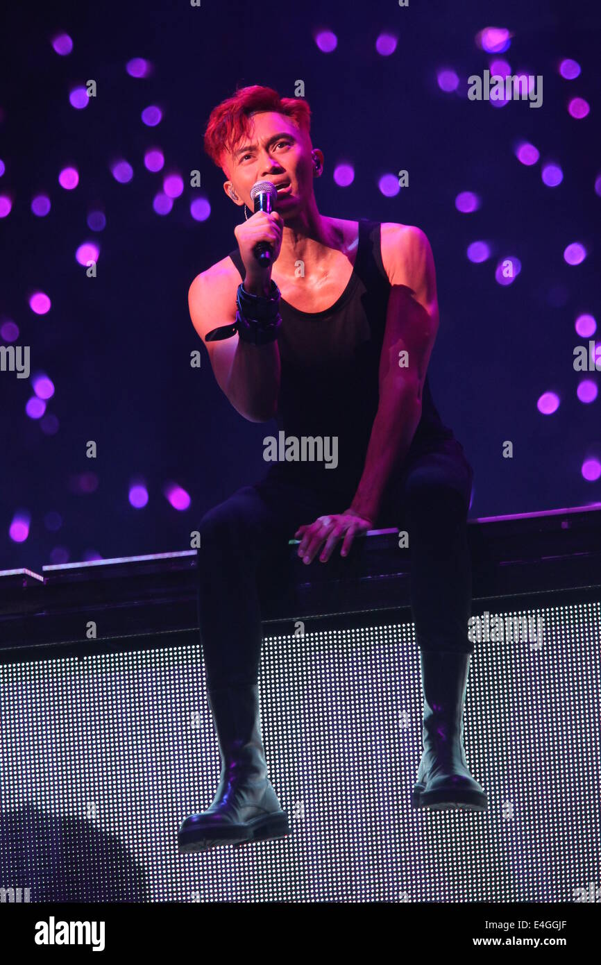 Hong Kong, China. 8th July, 2014. Singer and actor Chilam performs on ...