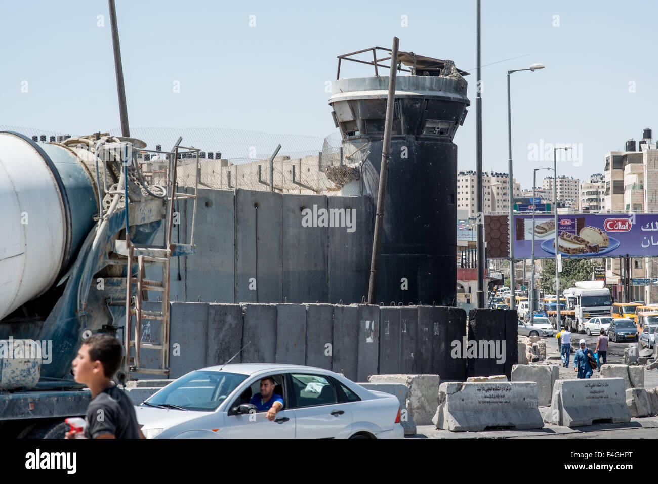 Ramallah, Palestine. 10th July, 2014. A scorched security tower sits ...