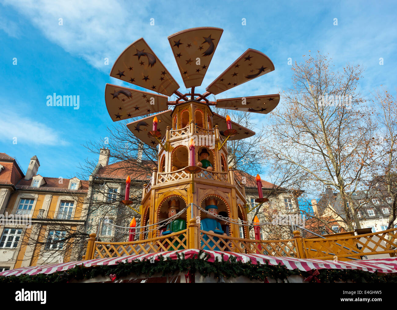 Typical wooden christmas carousel, Munich, Bavaria, Germany Stock Photo ...