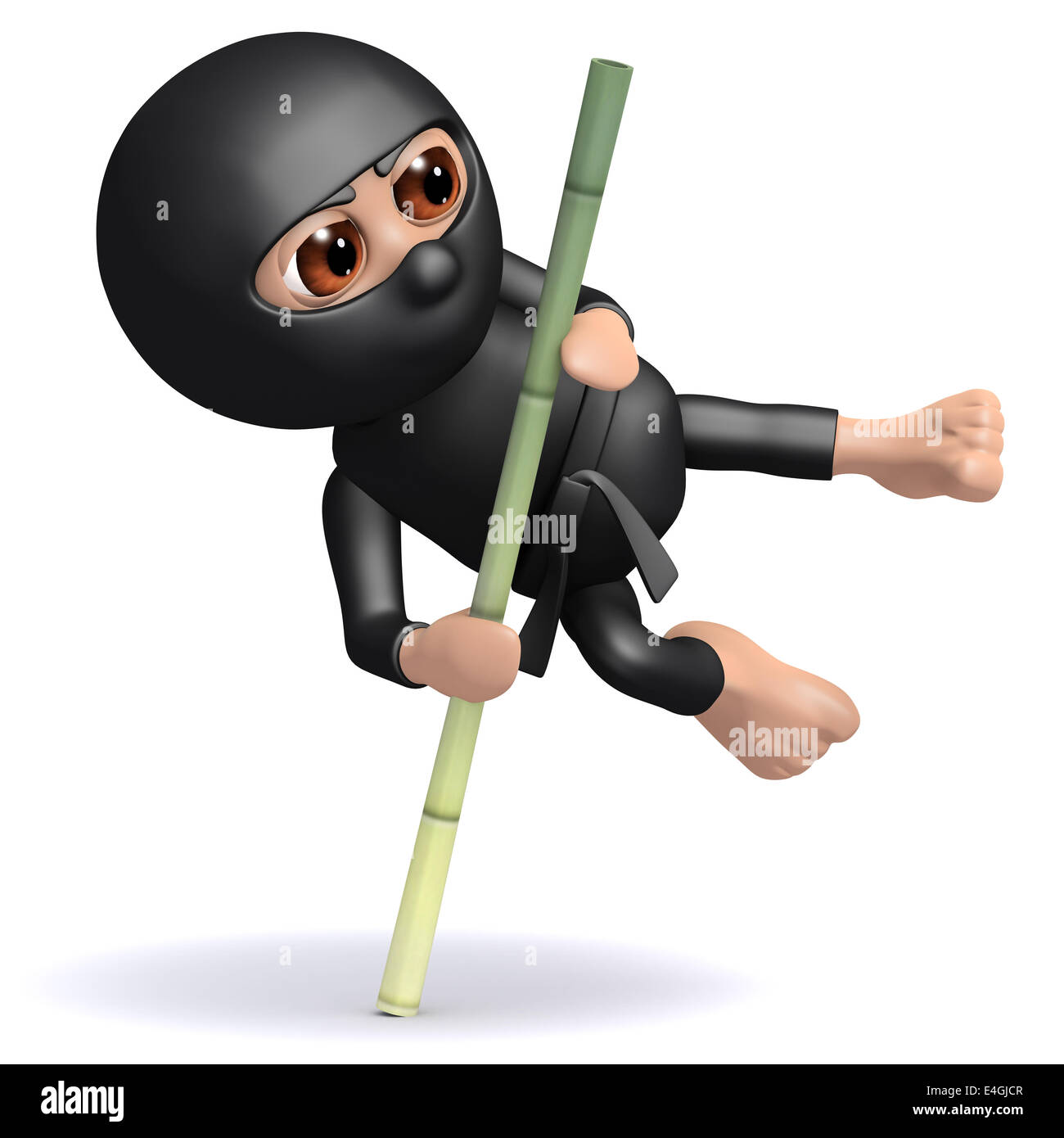 3d render of a ninja leaping using a bamboo pole Stock Photo - Alamy