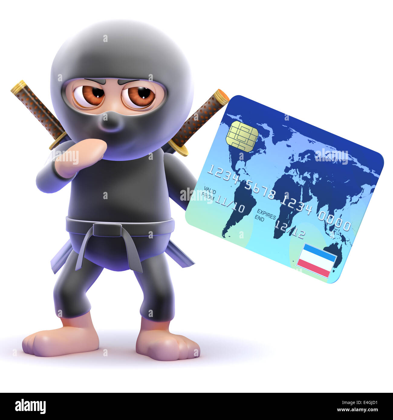 3d render of a ninja with a credit card Stock Photo - Alamy