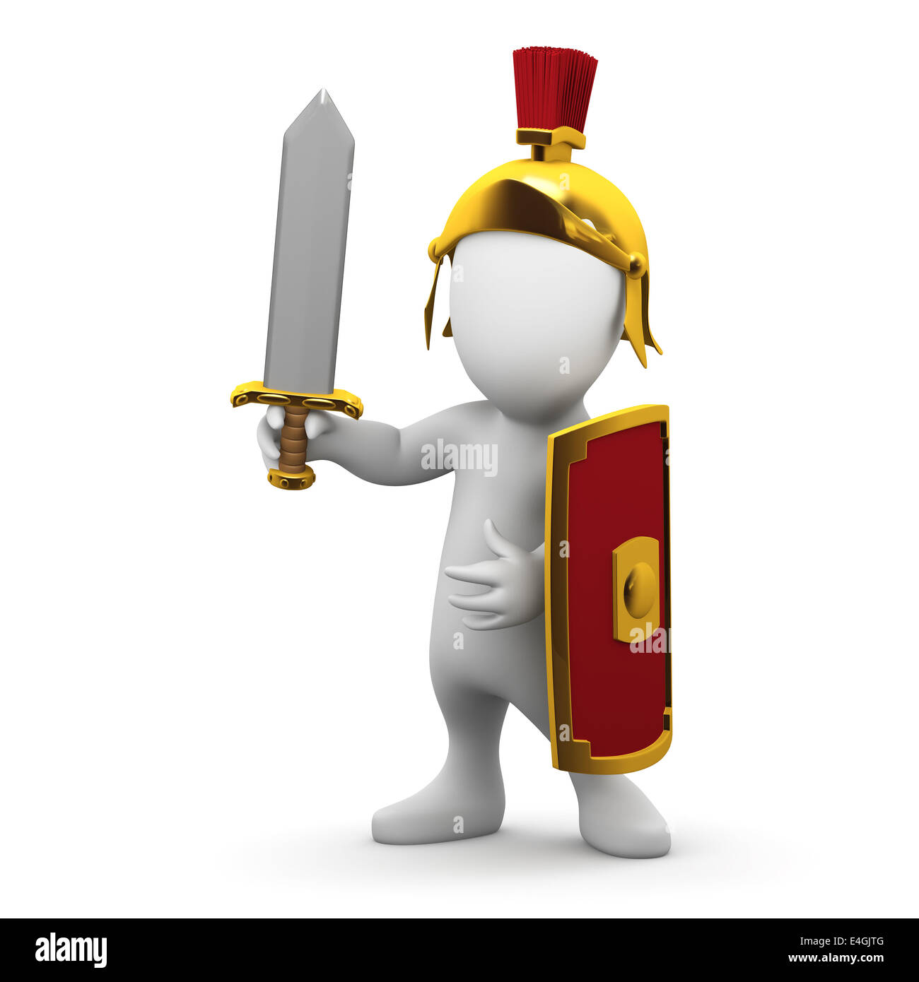 3d render of a little man dressed as a fierce Roman centurion Stock ...
