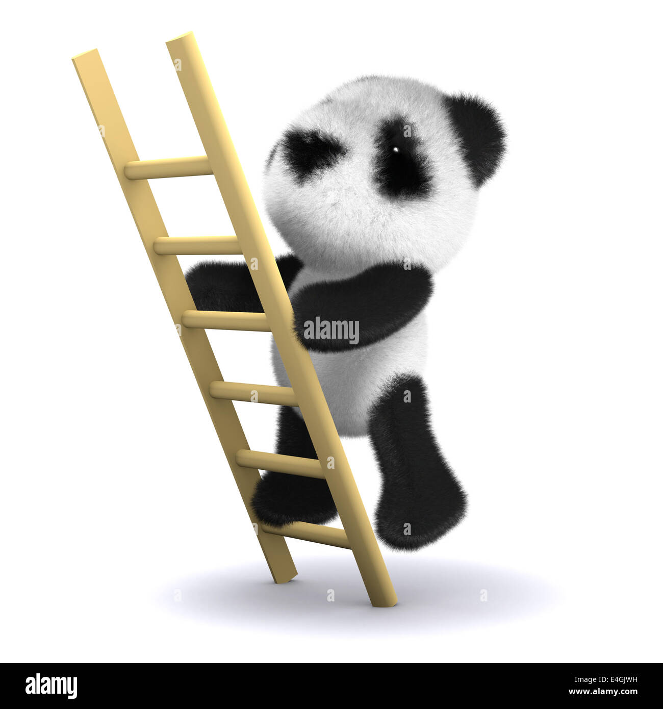 3d render of a panda climbing a ladder Stock Photo - Alamy