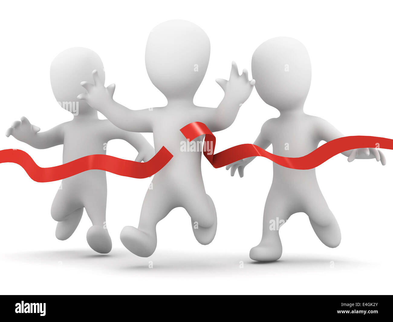 3d render of a little people racing, one crosses the line first Stock ...