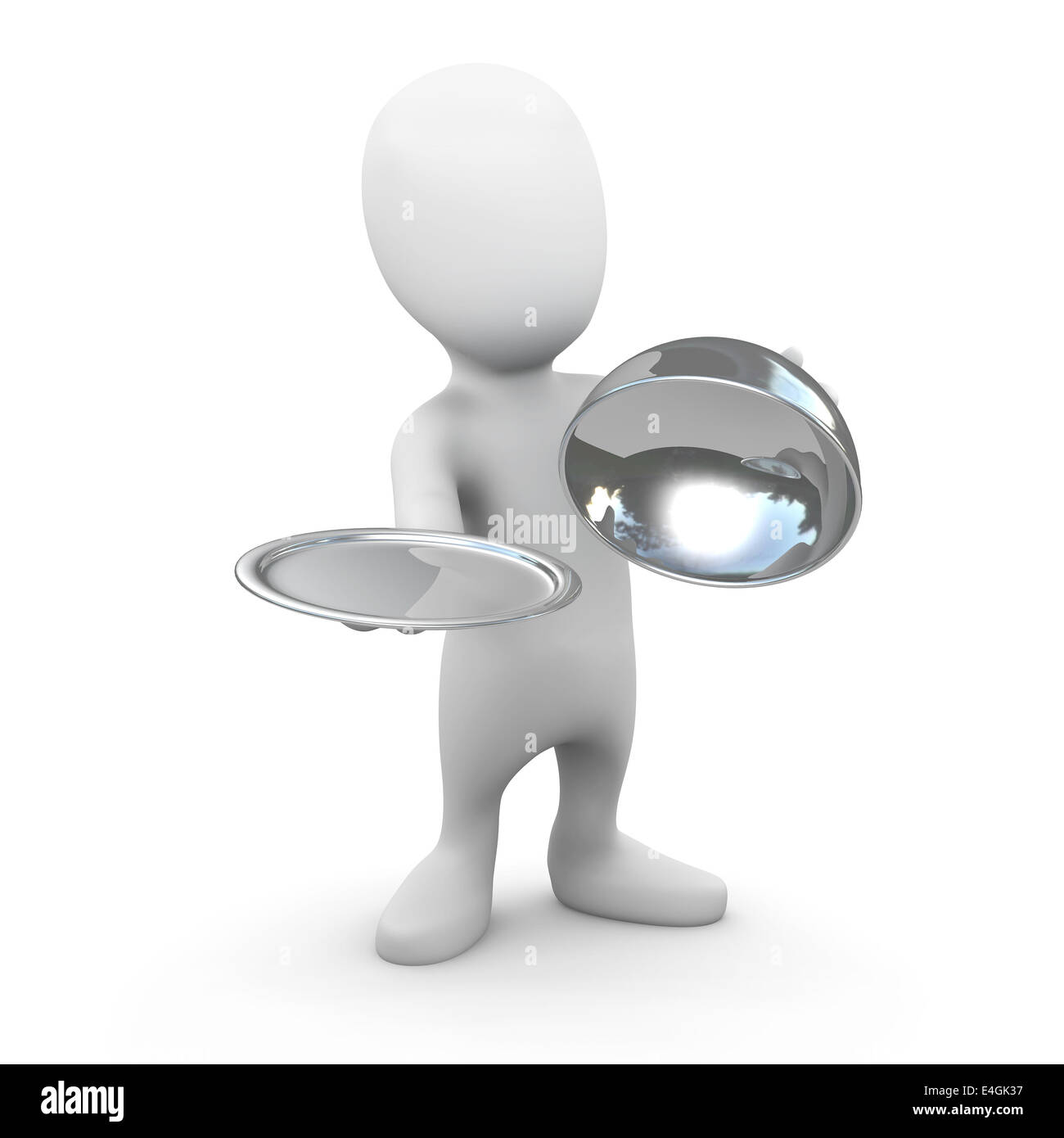 3d Man offers silver service Stock Photo - Alamy