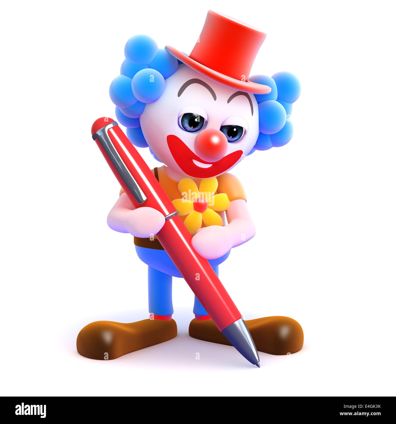 3d render of a clown writing with a pen Stock Photo - Alamy