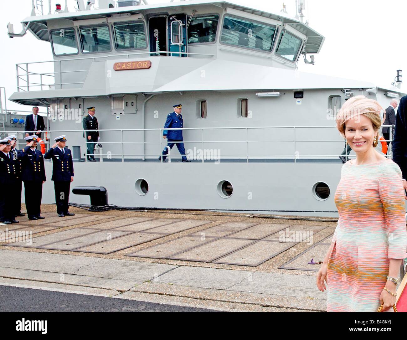 Zeebrugge, Belgium. 10th July, 2014. Queen Mathilde of Belgium attends ...