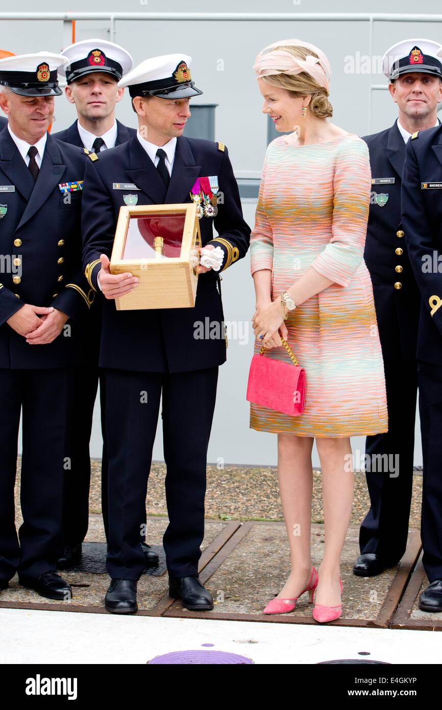 Zeebrugge, Belgium. 10th July, 2014. Queen Mathilde of Belgium attends ...