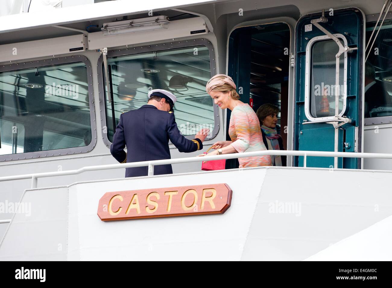 Zeebrugge, Belgium. 10th July, 2014. Queen Mathilde of Belgium attends ...