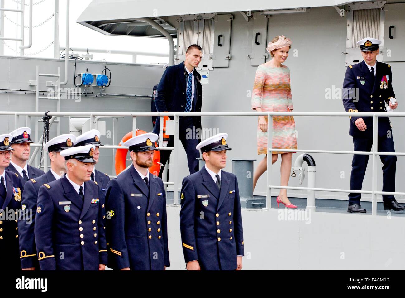 Zeebrugge, Belgium. 10th July, 2014. Queen Mathilde of Belgium attends ...