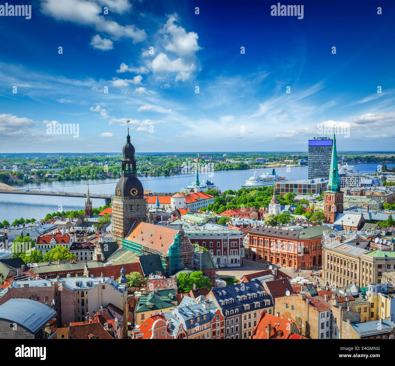 Aerial view of Riga center from St. Peter's Church, Riga, Latvia Stock ...