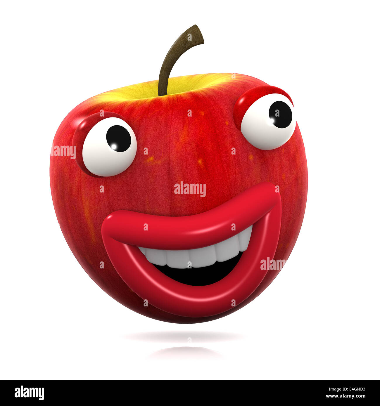 3d render of a red apple jumping and laughing Stock Photo - Alamy