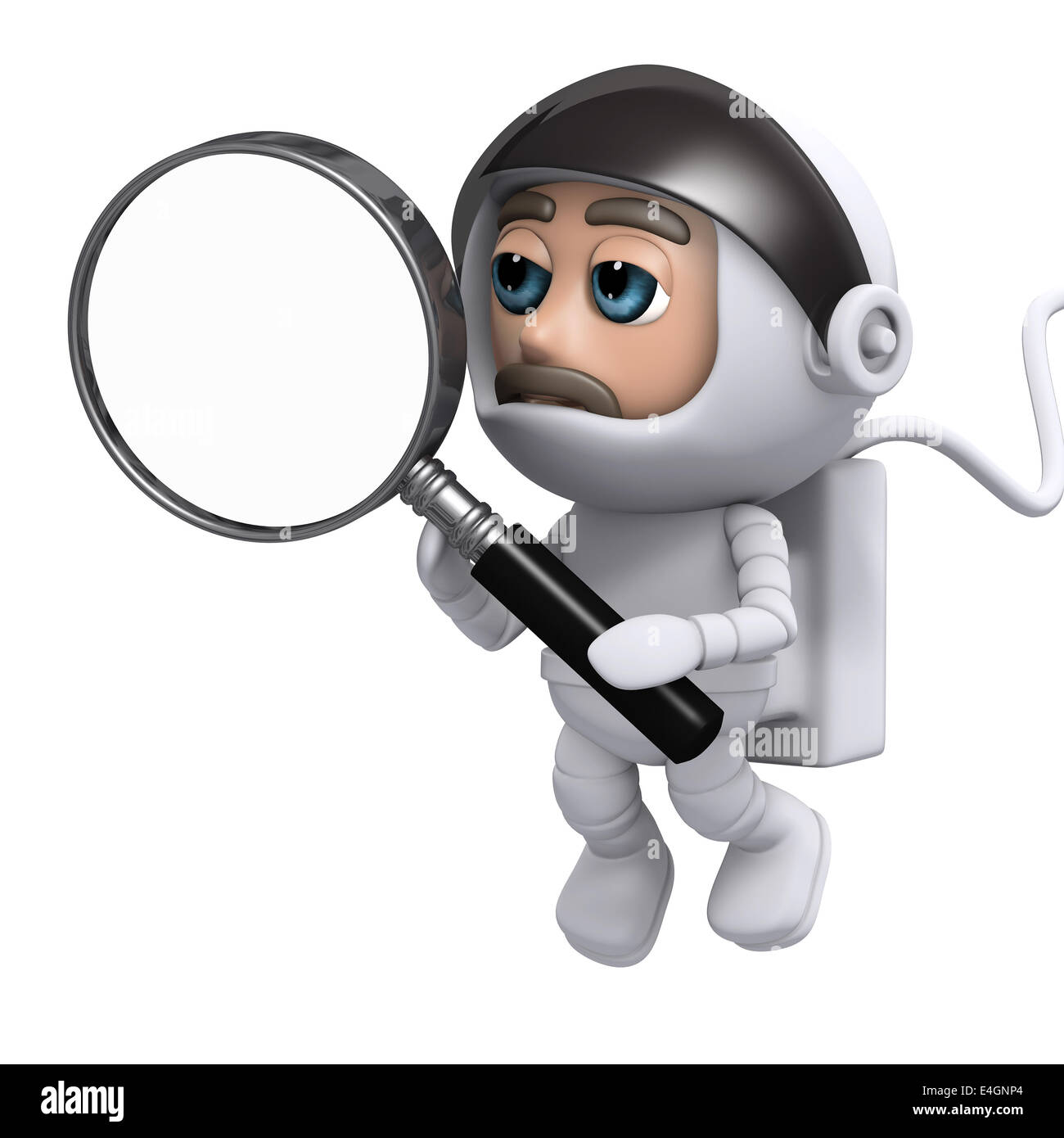3d render of a spaceman holding a magnifying glass Stock Photo - Alamy