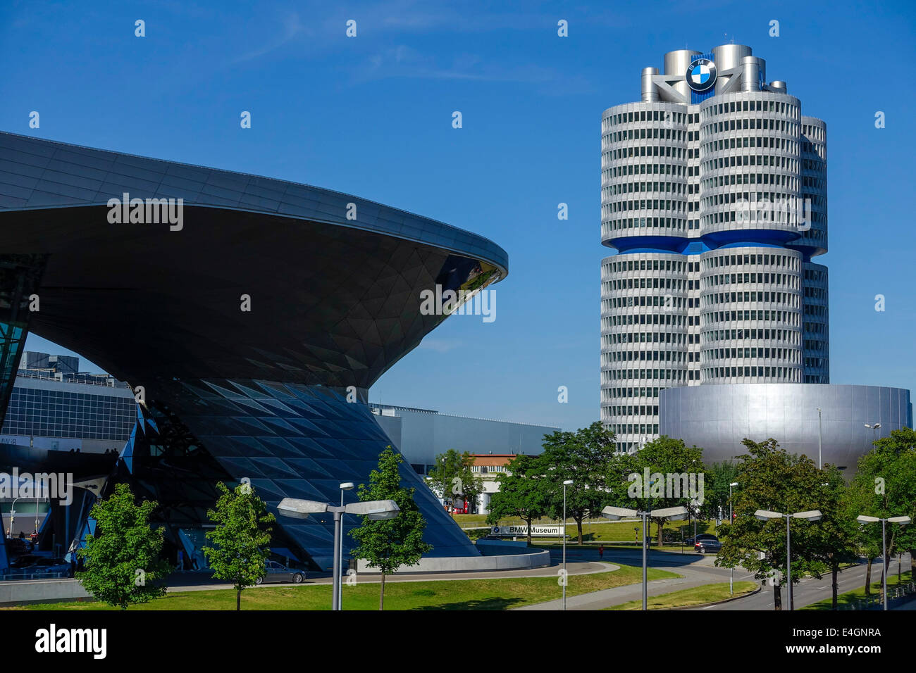 BMW Welt and Headquarters "BMW four-cylinder", Munich, Bavaria, Germany ...