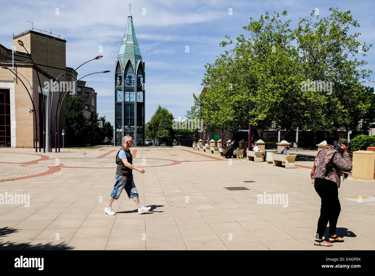 People walking across St Martins Square in Basildon Town Centre Stock ...