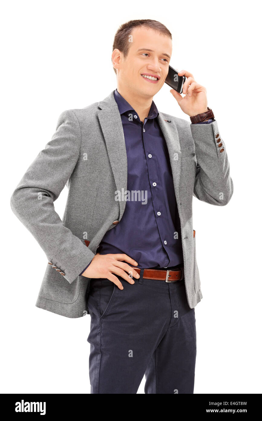 Happy smiling handsome man speaking hi-res stock photography and images ...