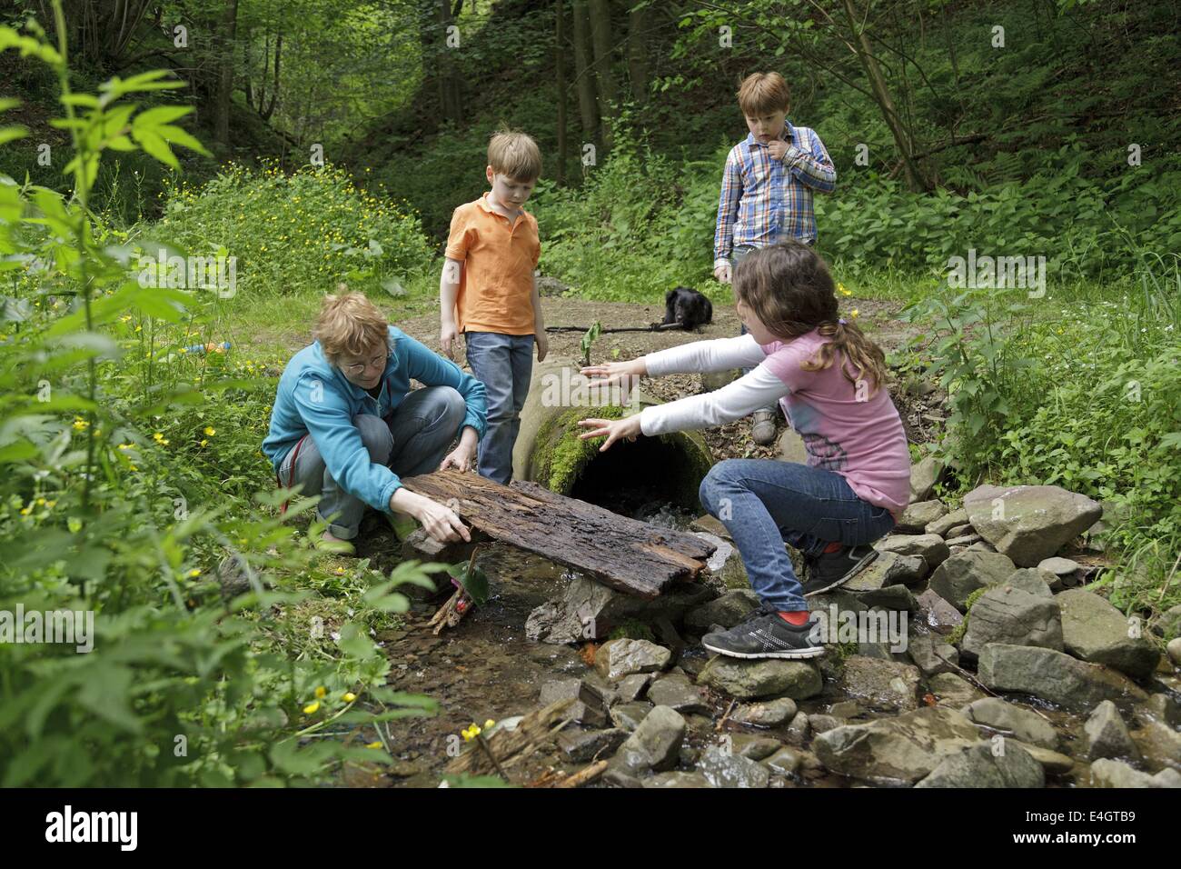 Mother cowering with children hi-res stock photography and images - Alamy