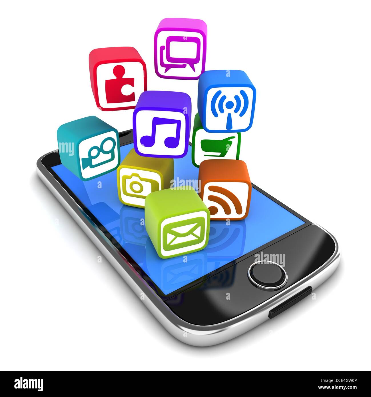 PDA and multimedia cube (done in 3d Stock Photo - Alamy