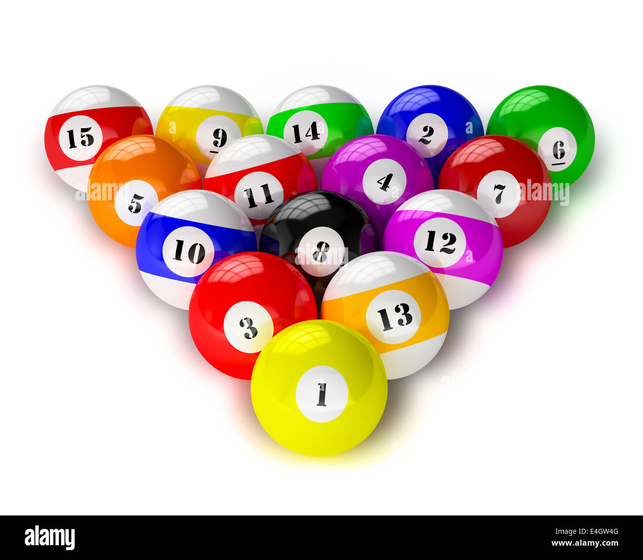 Set of billiard american pool balls isolated on white background Stock ...