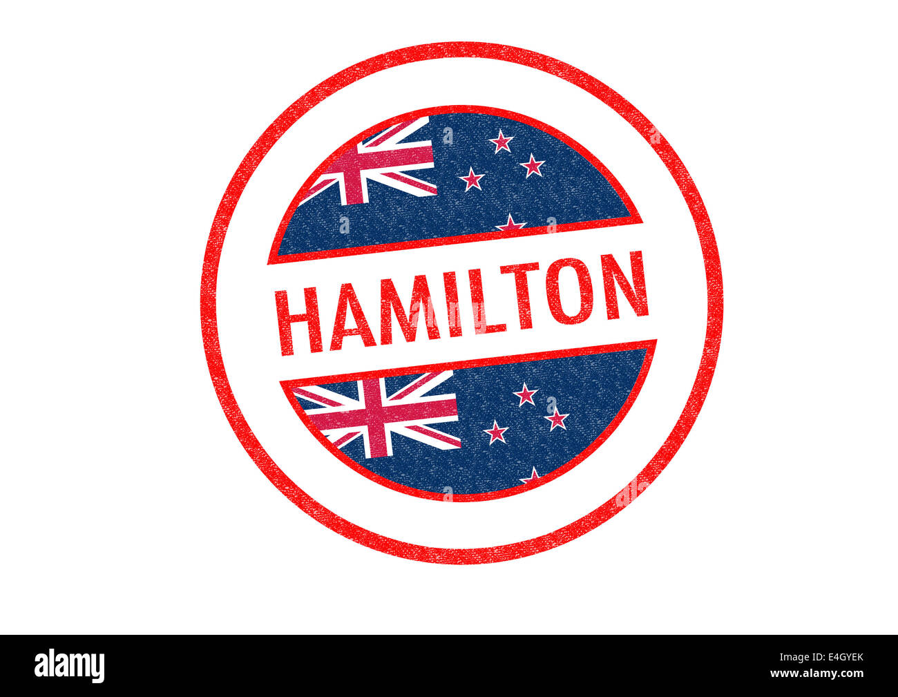 Passport-style HAMILTON rubber stamp over a white background Stock ...