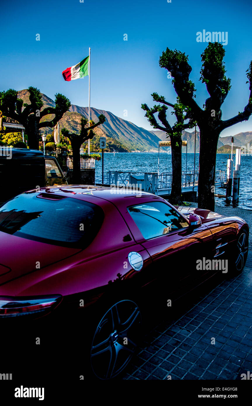 Bellagio town on Lake Como Italy. A Maserati sports car Stock Photo - Alamy