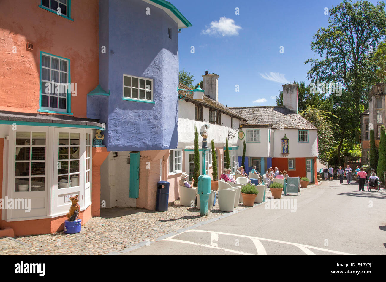 Portmeirion the Mediterranean style village near Porthmadog, Gwynedd ...