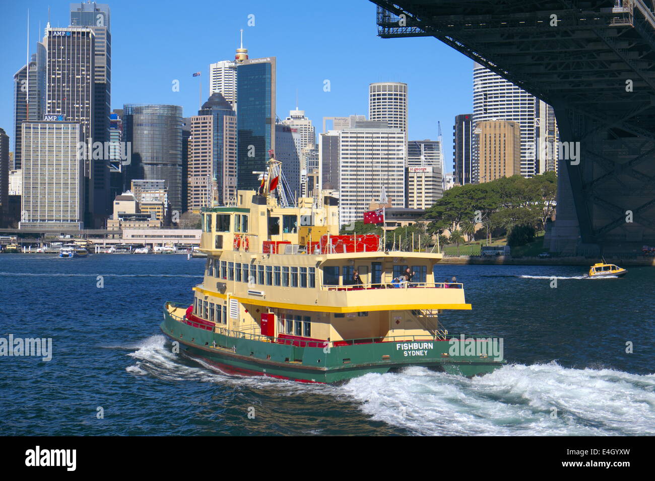 Sydney first fleet ferry Fishburn and sydney harbor bridge, Sydney,New ...