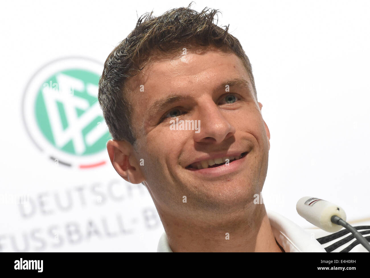 Santo Andre, Brazil. 11th July, 2014. Thomas Mueller attends a press ...